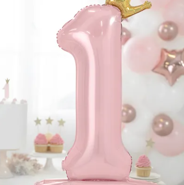 Number 1 Pastel Pink Crown Foil Balloon – Bake and Decorate Co