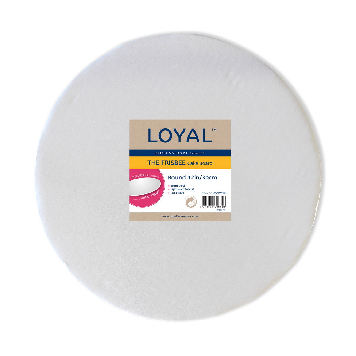 The Frisbee White Cake Board 12inch – Bake and Decorate Co